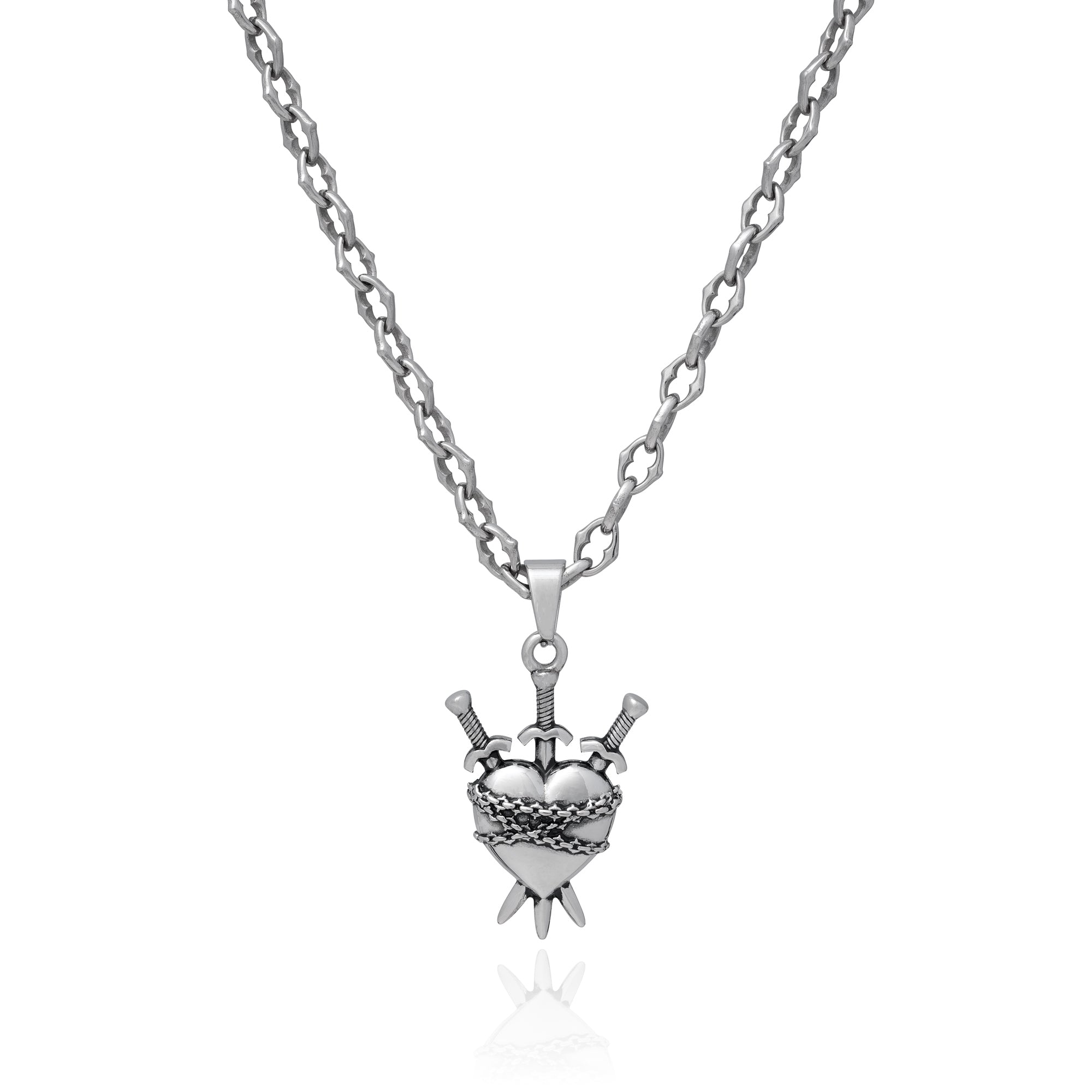 Spiked Chain Link Necklace With Pendant By Statement Collective