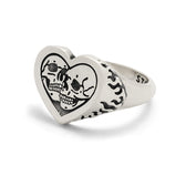 Heart Shaped Ring With Skulls in 925 Sterling Silver By Statement