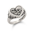 Heart Shaped Ring With Skulls in 925 Sterling Silver By Statement