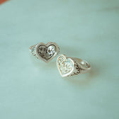 Heart Shaped Ring With Skulls in 925 Sterling Silver By Statement
