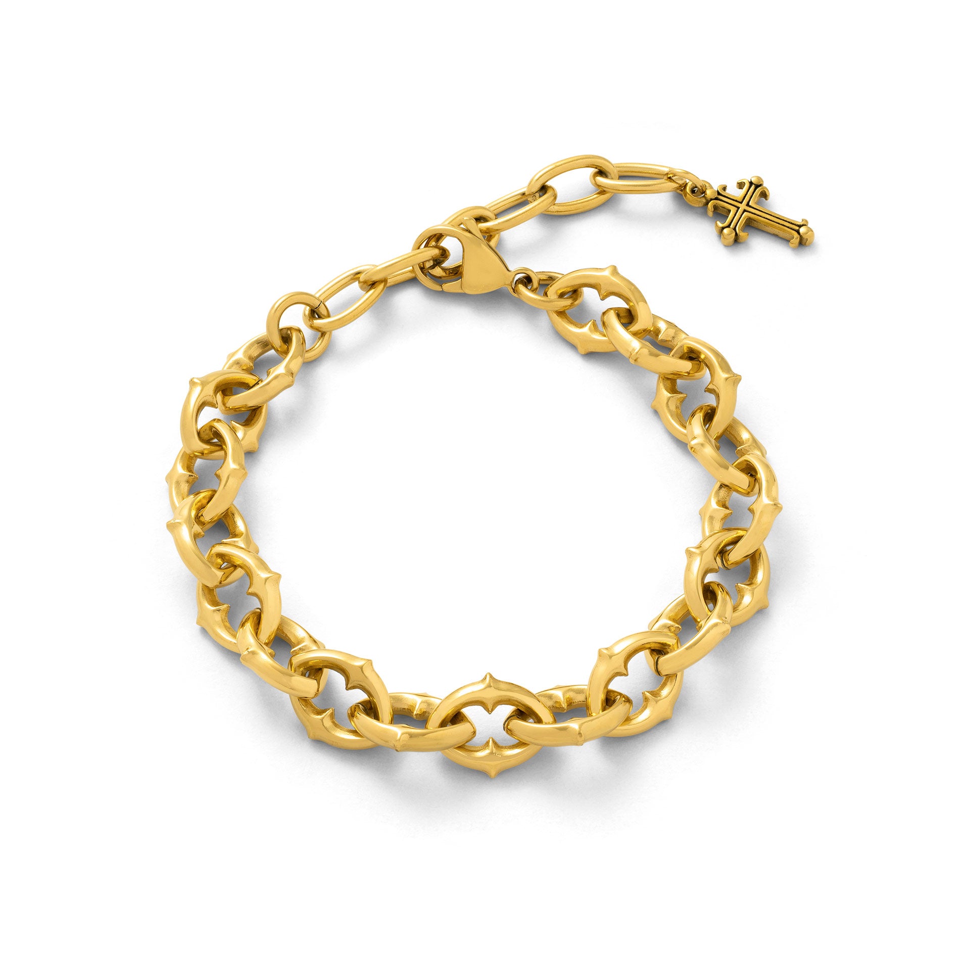 Gothic Spiked Chain Link Bracelet 9mm In 18k Gold By Statement
