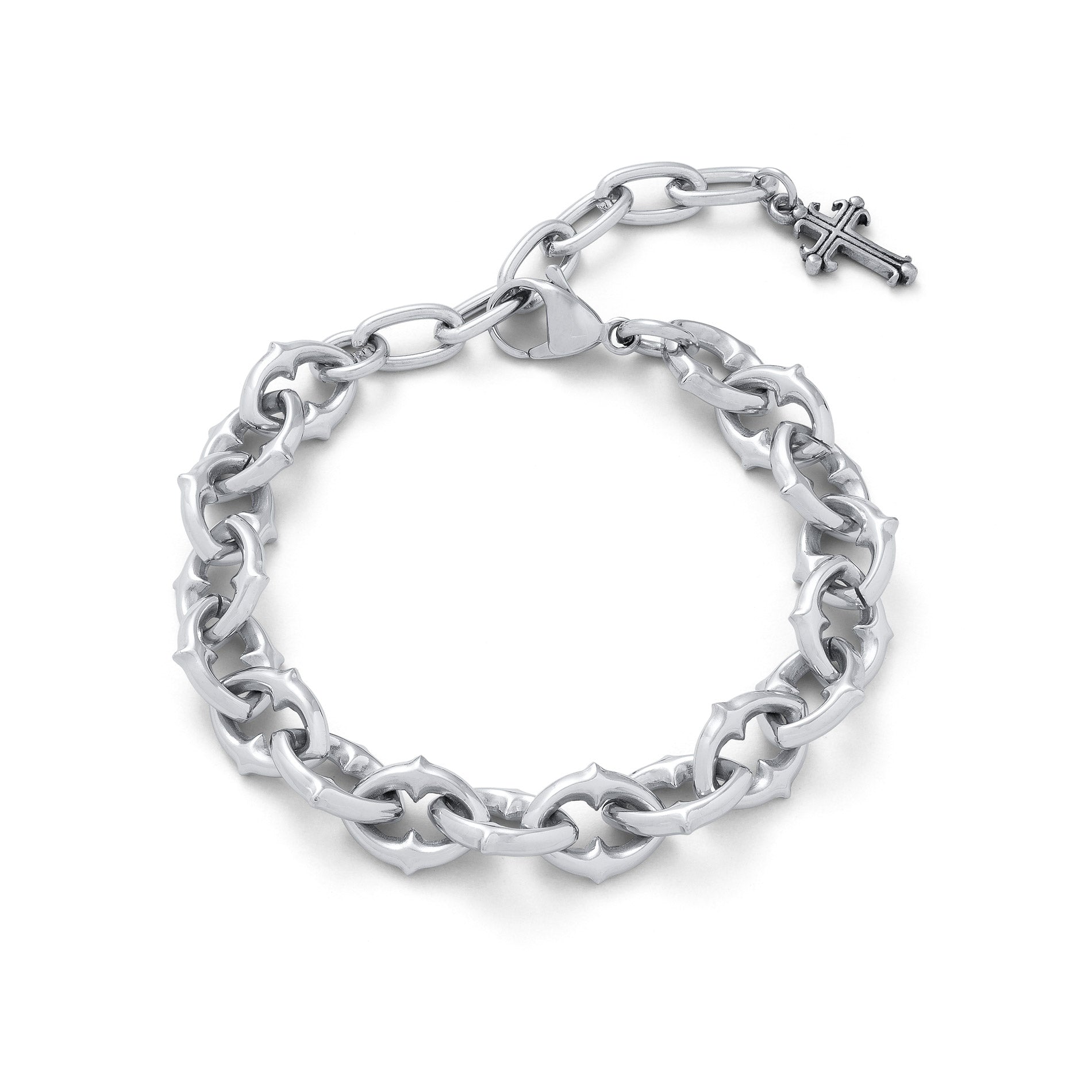 Gothic Spiked Chain Link Bracelet 9mm In Stainless Steel By Statement