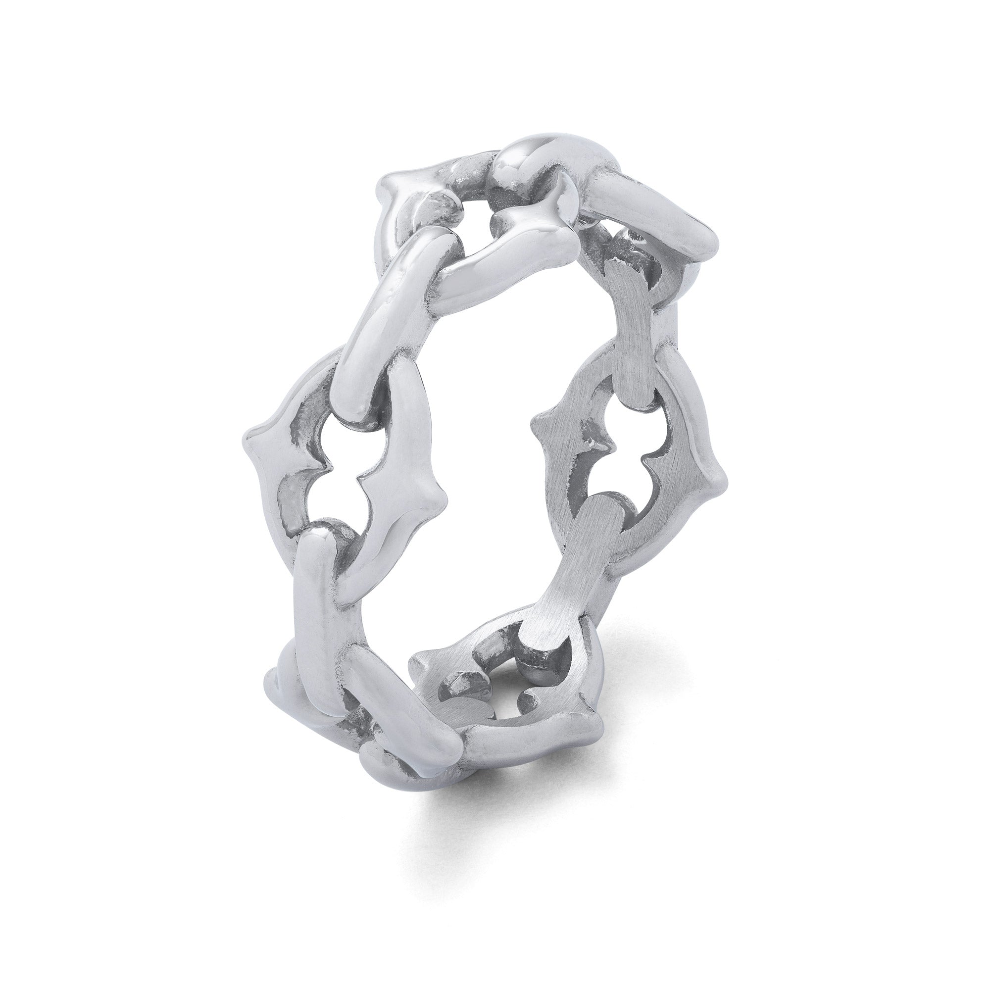 Gothic Medieval Spiked Chain Ring Silver By Statement Collective