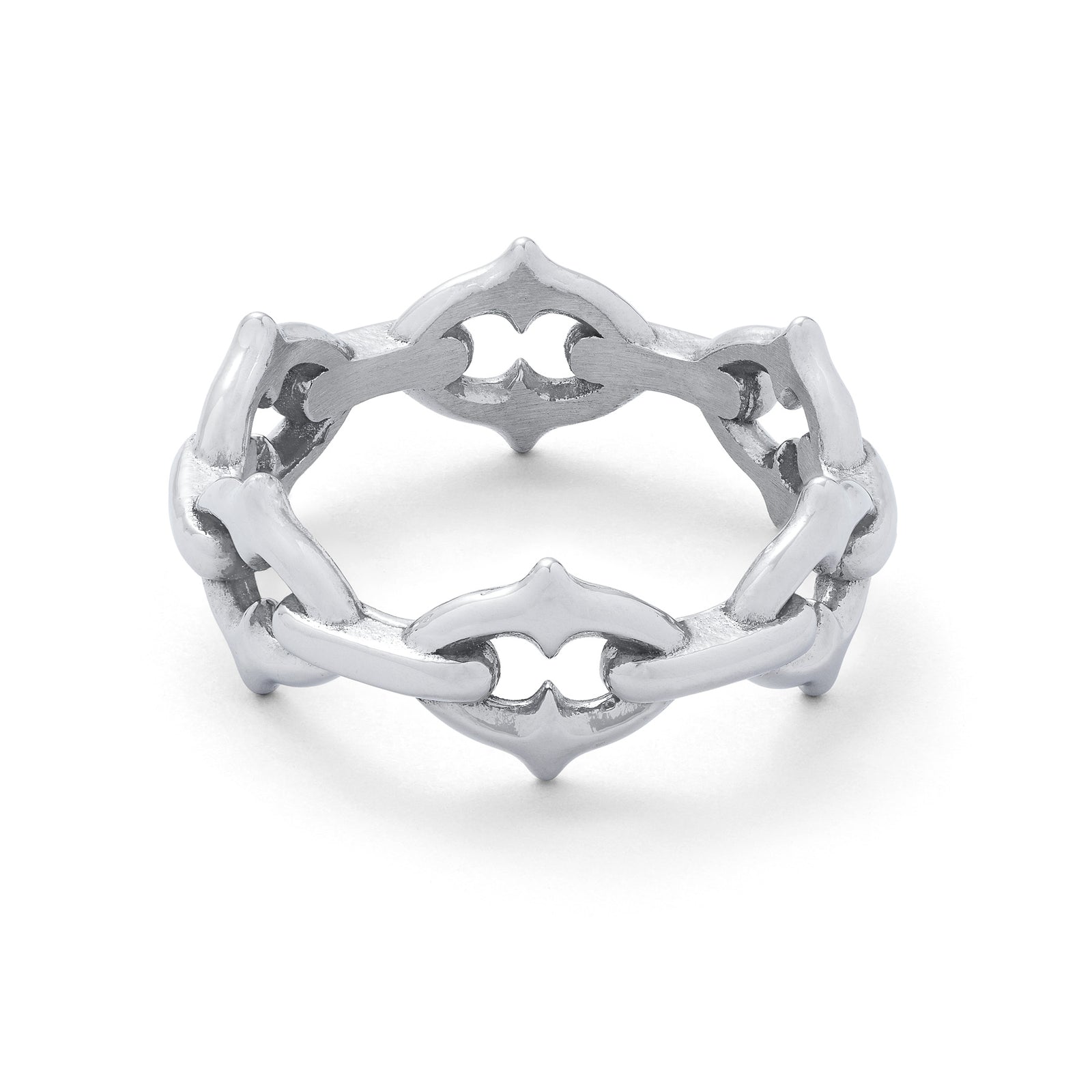 Gothic Medieval Spiked Chain Ring Silver By Statement Collective