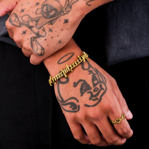 18 Karat Gold Barbed Wire Bracelet By Statement Collective