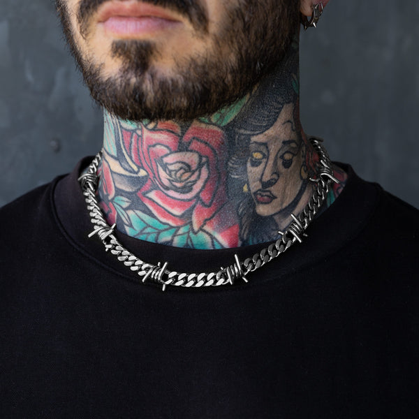 Bold and Beautiful: Silver Barbed Wire Necklace - Handcrafted Statement ...