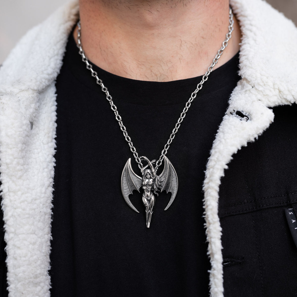 Spiked Chain Link Necklace With Pendant By Statement Collective