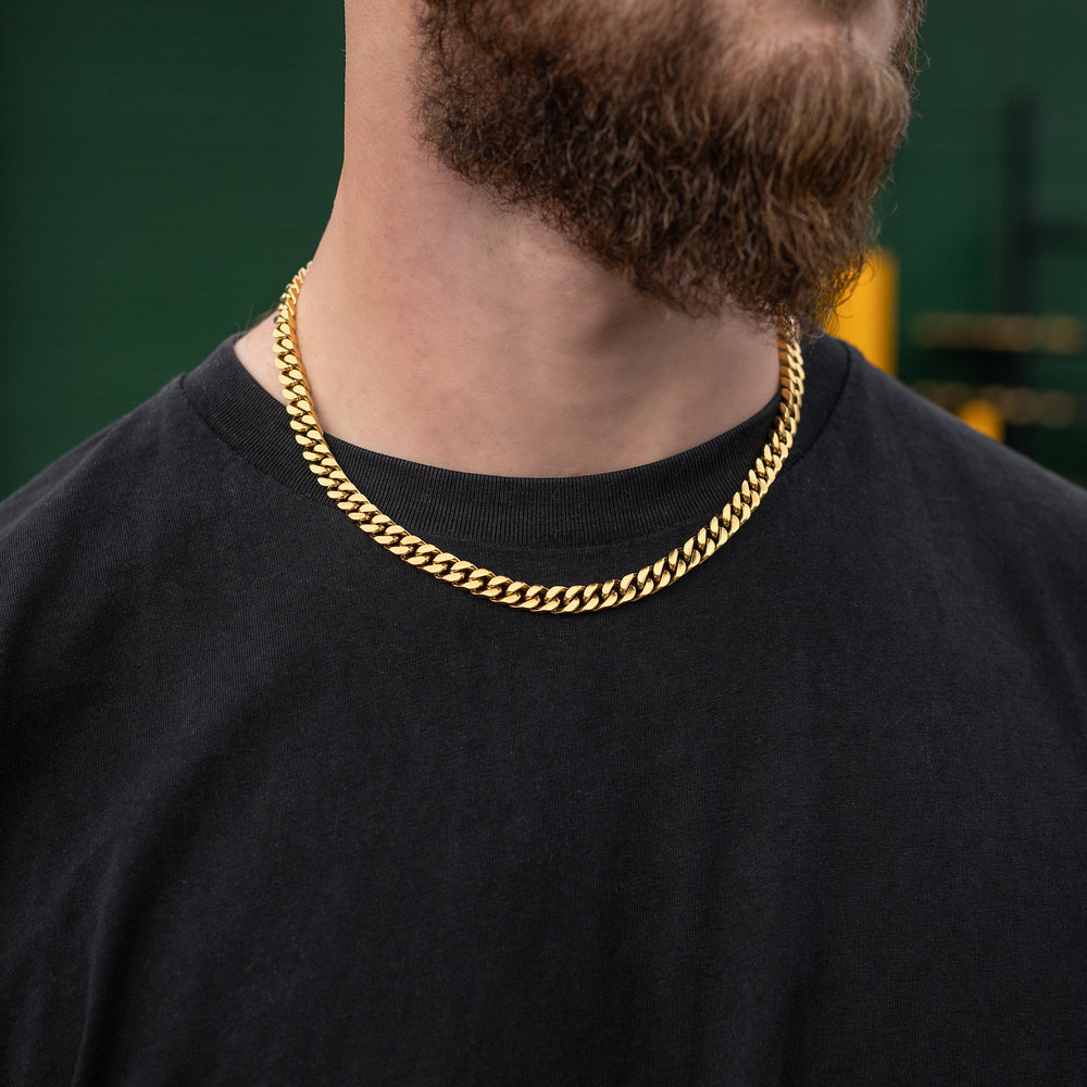 Classic Cuban Chain With 9mm Links In 18k Gold By Statement Collective