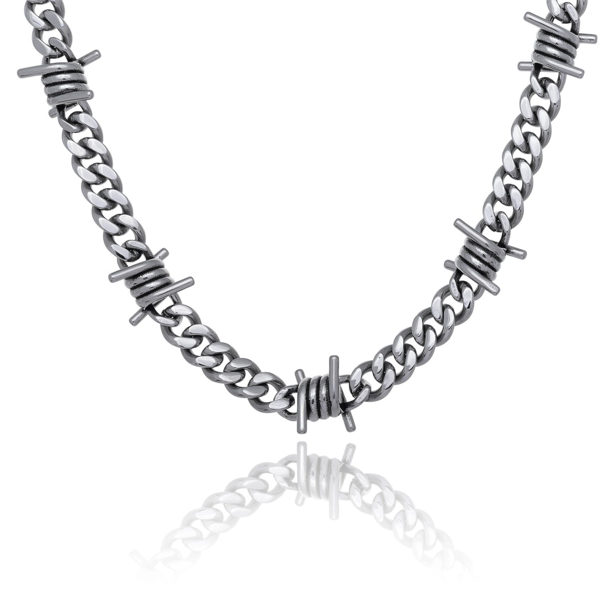 Barbed Wire Necklace Cuban Link Chain By Statement