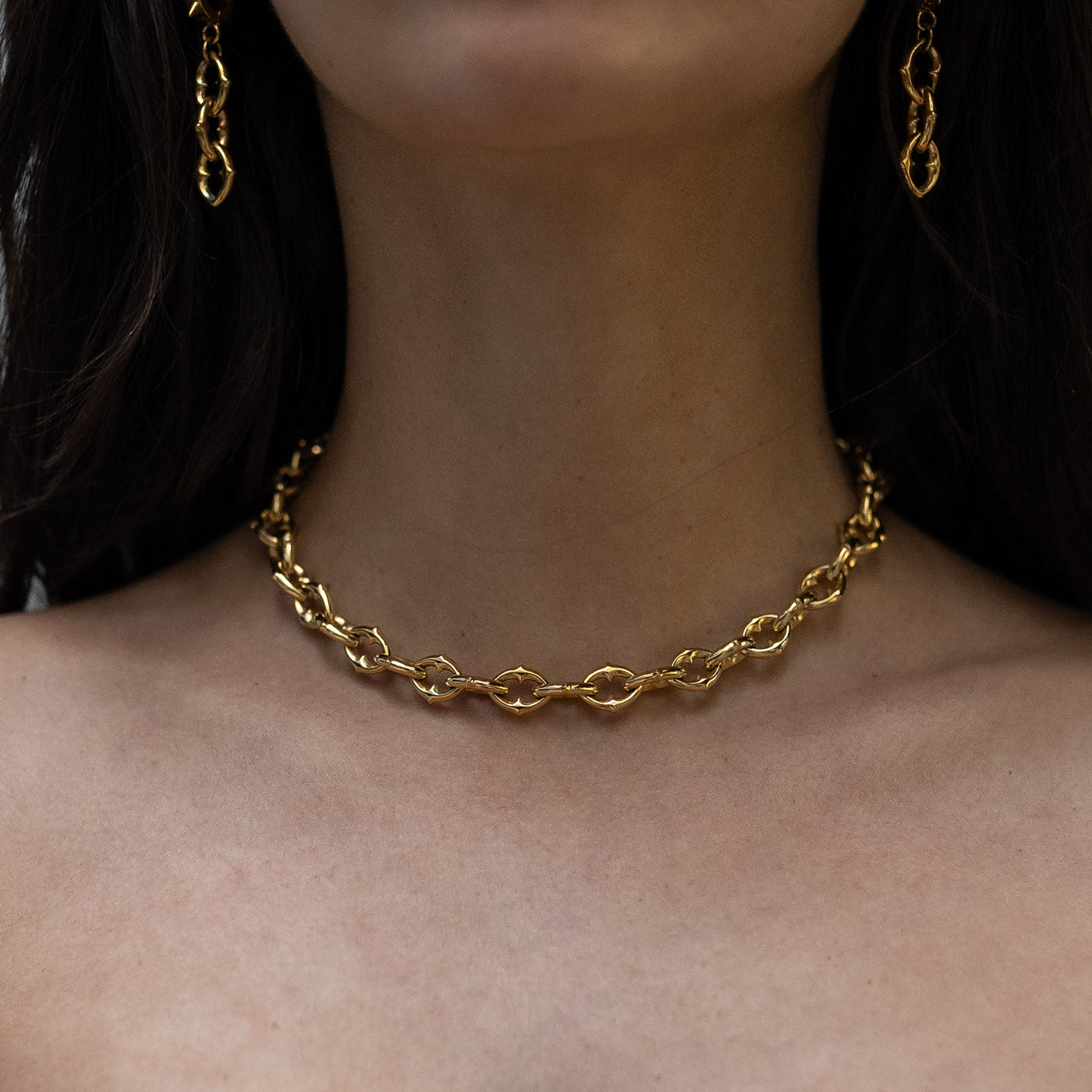 "The Cathedral" Medieval Spiked Link Chain Necklace in 18k Gold