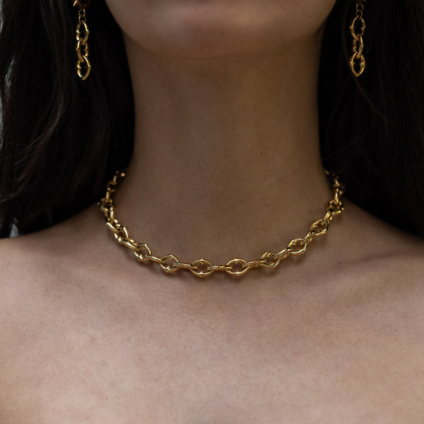 "The Cathedral" Medieval Spiked Link Chain Necklace in 18k Gold ...