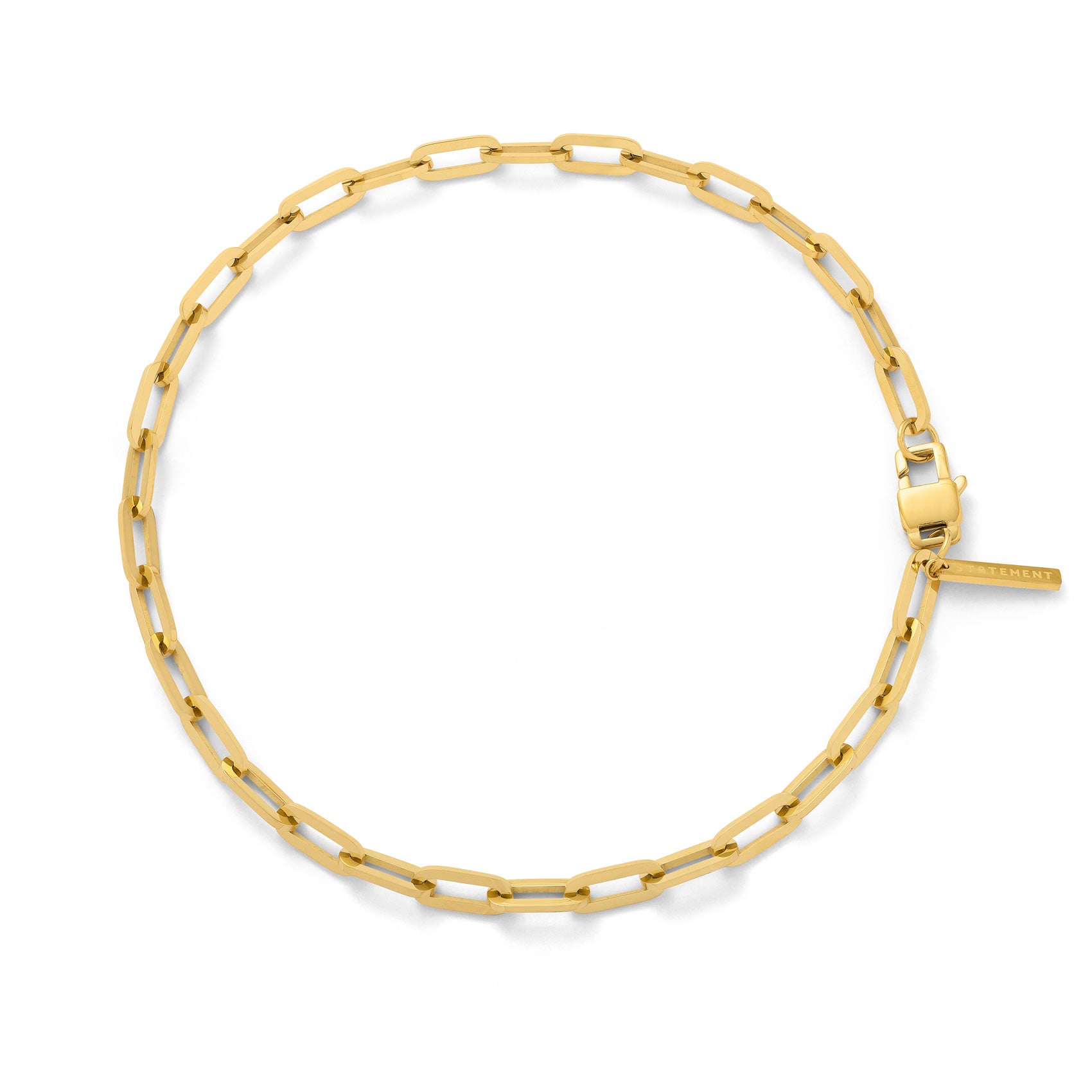 Striking Gold Paperclip Chain Necklace With Exquisite Shine 18K Gold